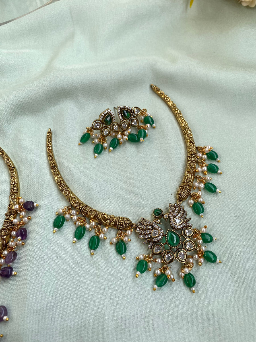 Non Idol Peacock Hasli Necklace with Earrings – Daivik.in