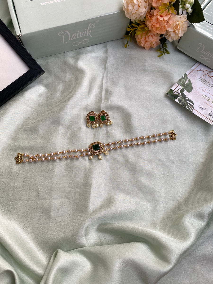Two line Kids/Adult Pearl Choker with Studs – Daivik.in