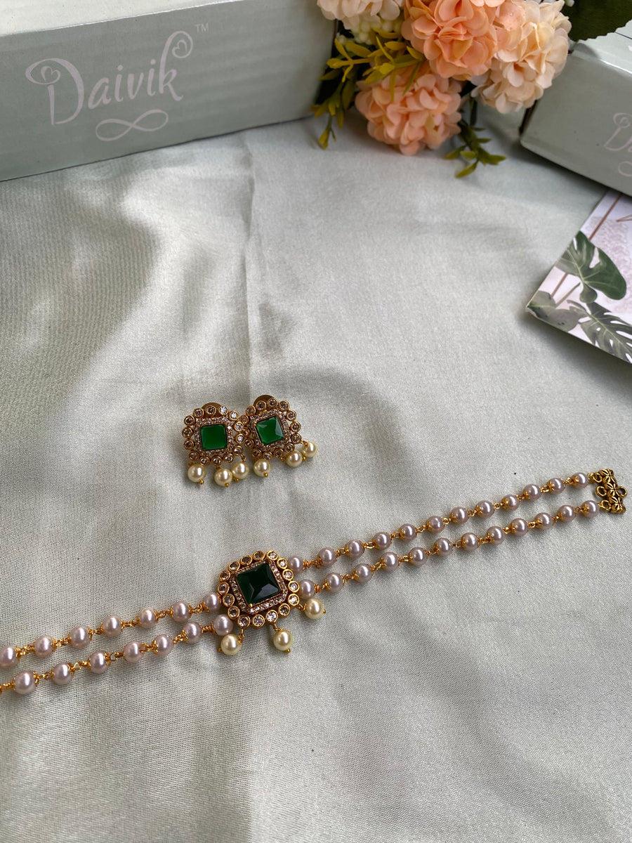 Two line Kids/Adult Pearl Choker with Studs – Daivik.in