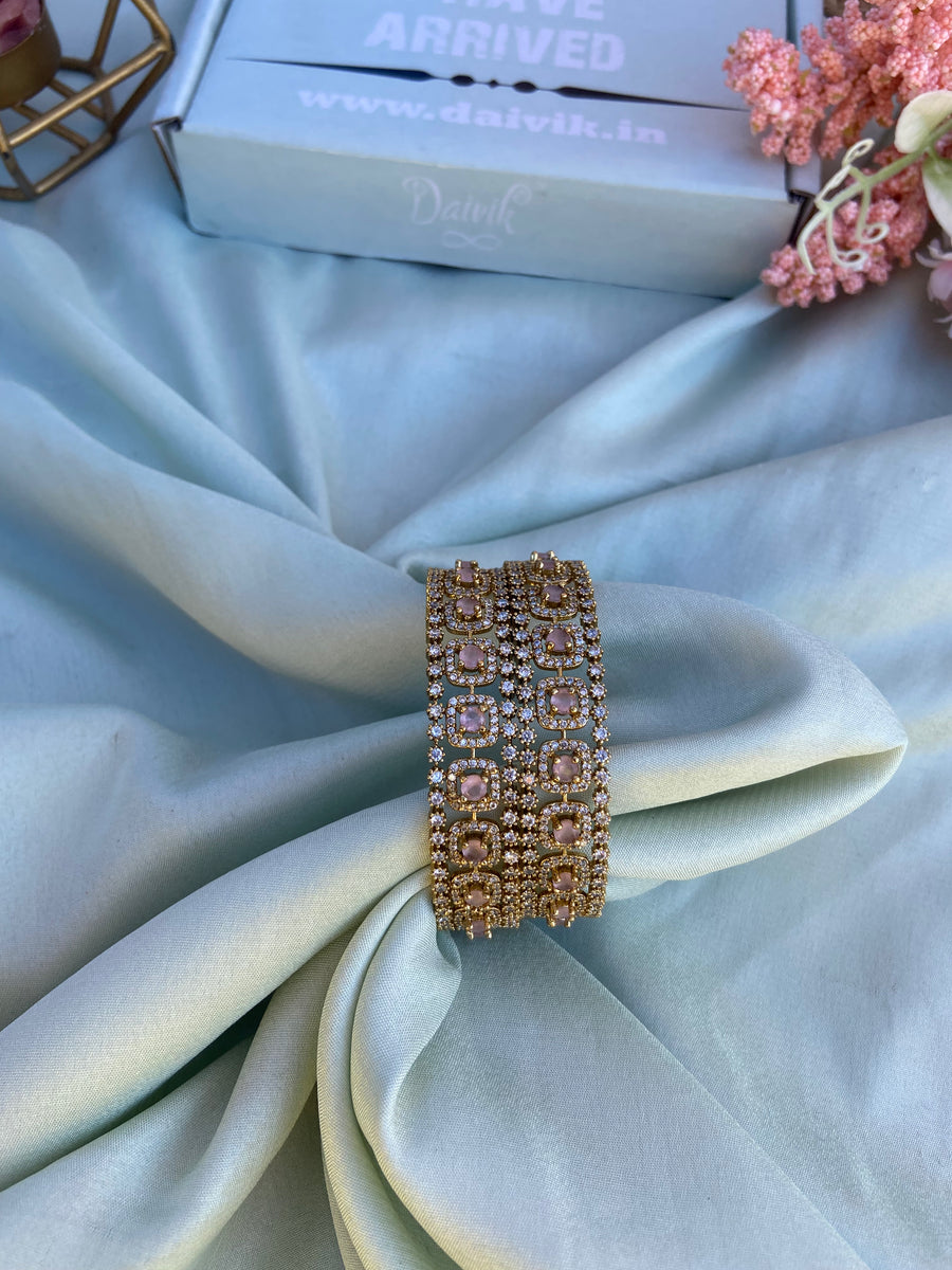 AD Stone Baby Pink Bangles (Price for a Pair) – Daivik.in