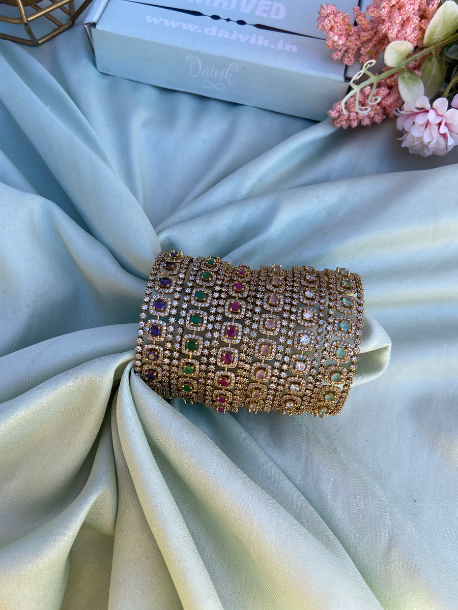 AD Stone Baby Pink Bangles (Price for a Pair) – Daivik.in