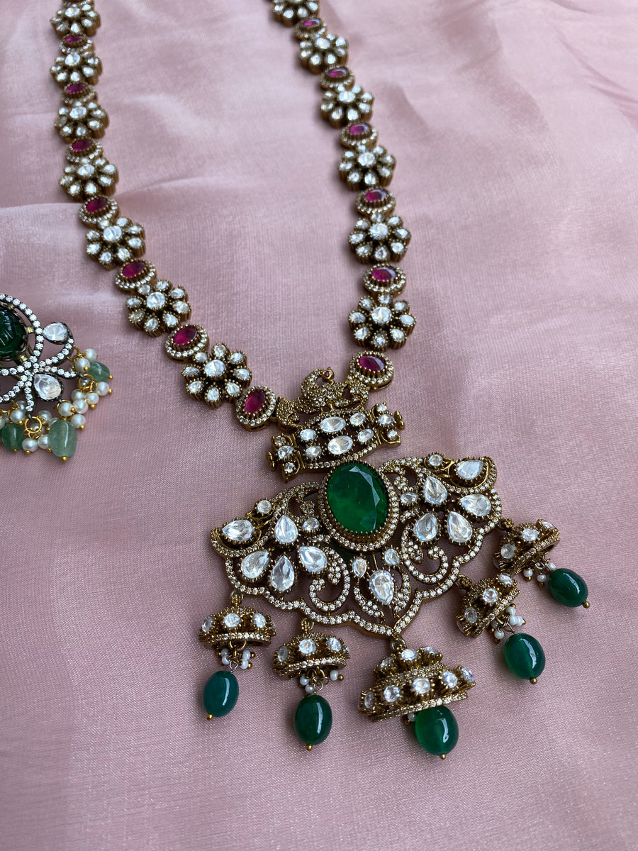 Victorian mosonite long Haram with earrings – Daivik.in