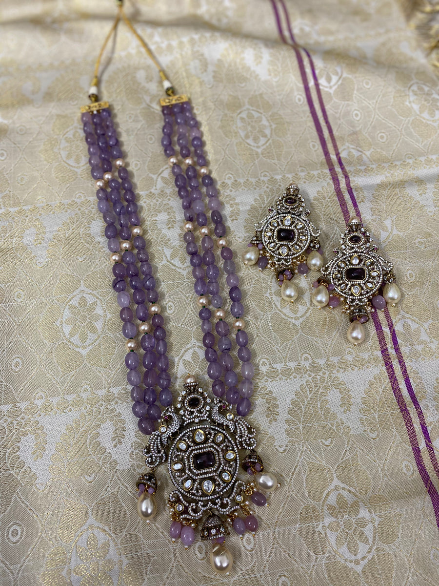 Purple Victorian Long Haram with jhumkas – Daivik.in
