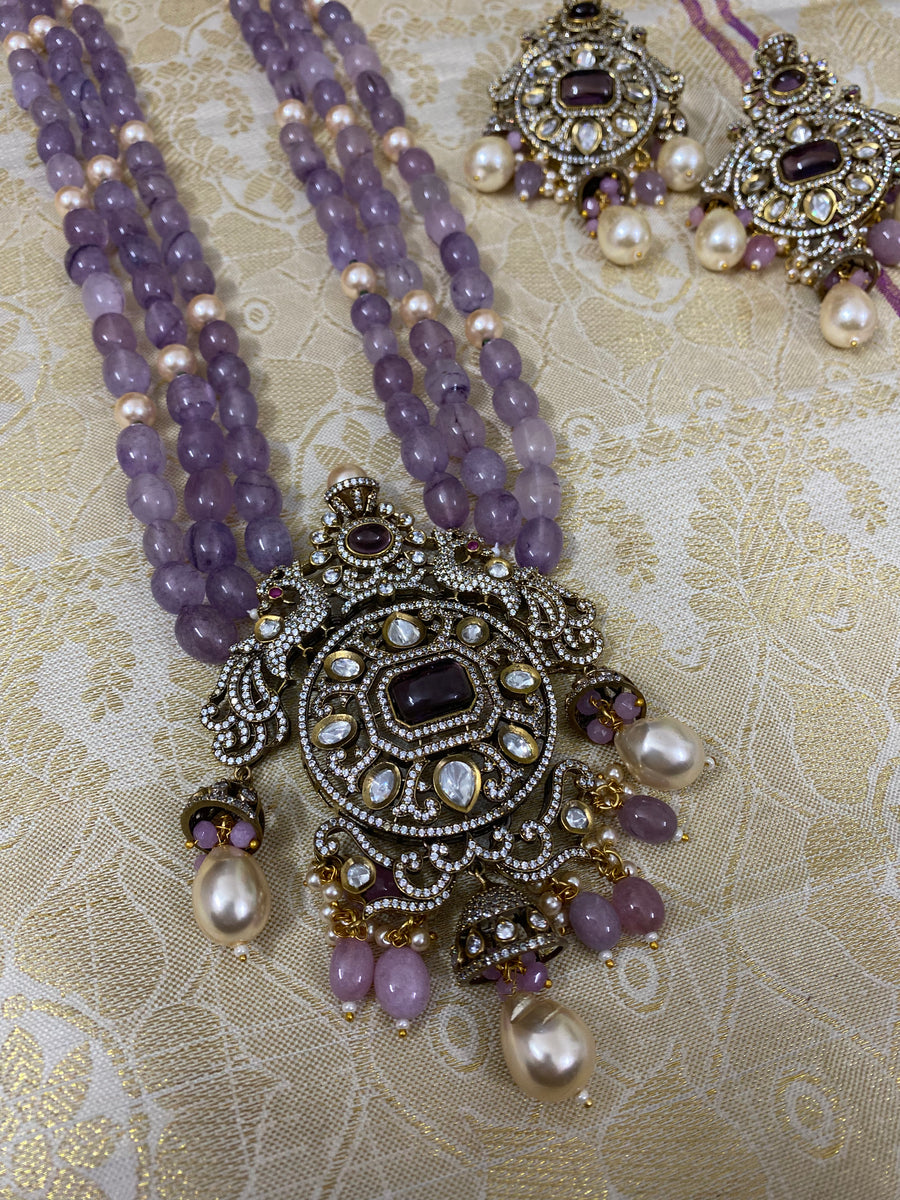 Purple Victorian Long Haram with jhumkas – Daivik.in